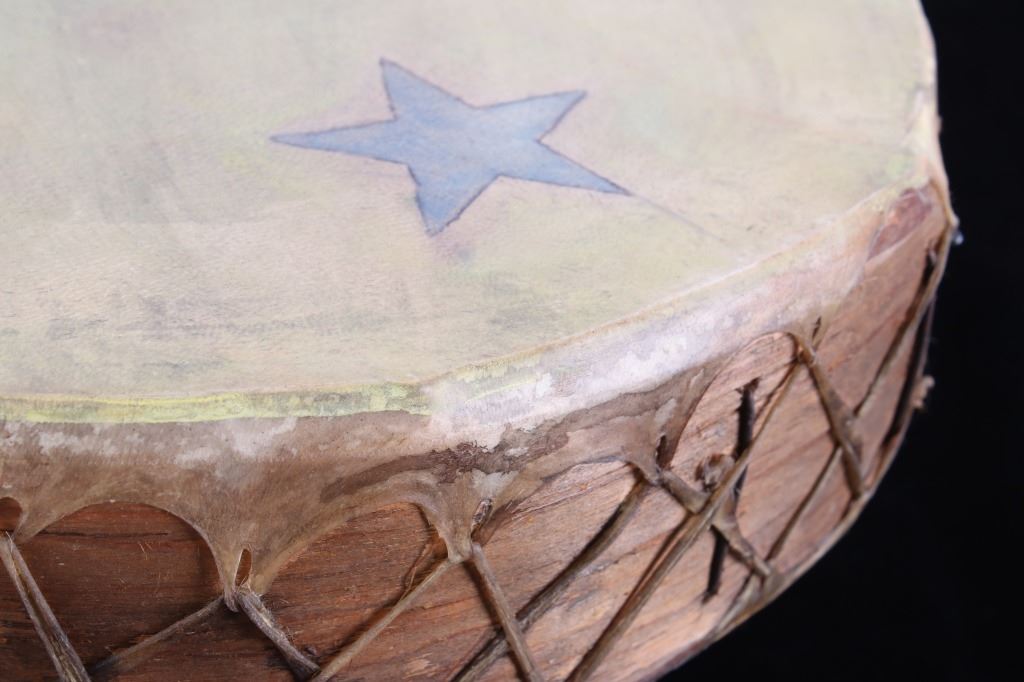 Comanche Polychrome Painted War Drum 19th C.