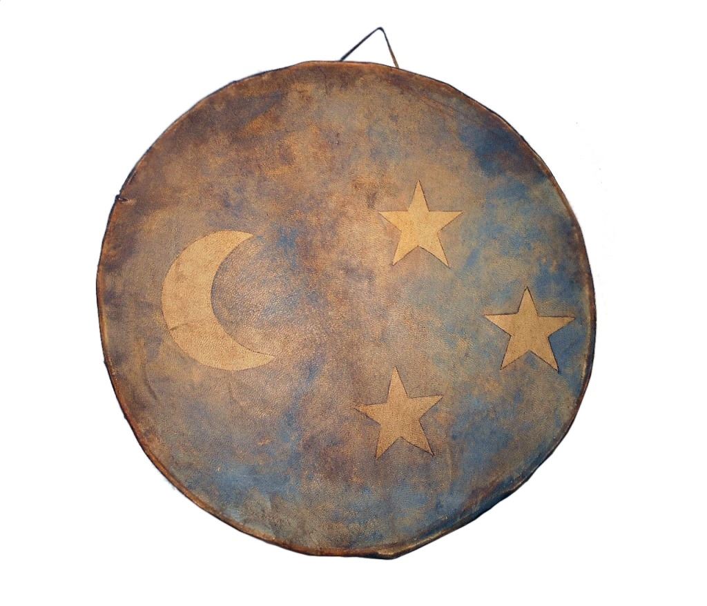 Comanche Polychrome Painted War Drum 19th C.