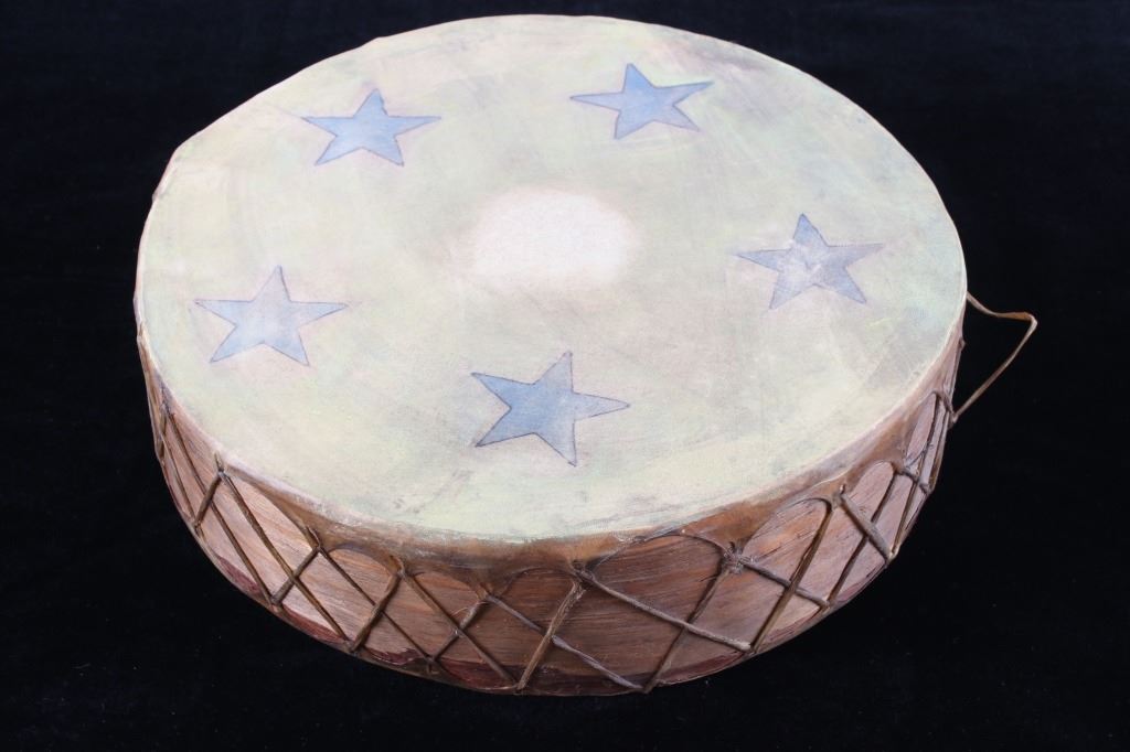 Comanche Polychrome Painted War Drum 19th C.