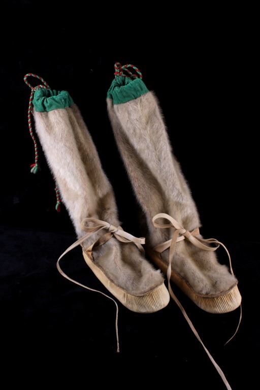 Pair of Alaskan Inuit Eskimo Caribou Mukluks