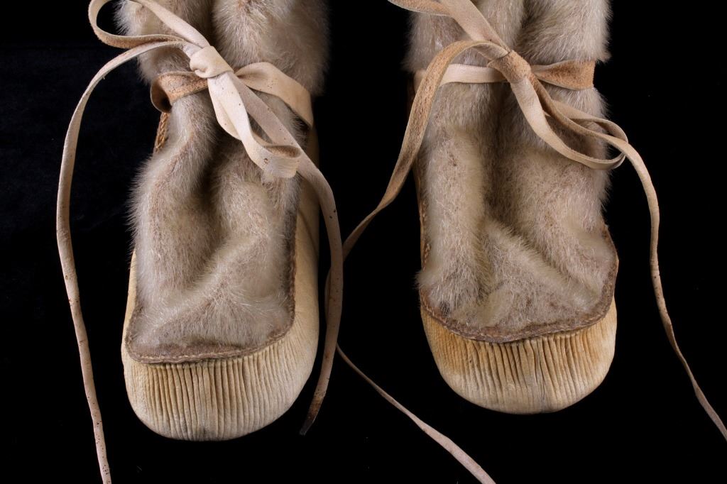 Pair of Alaskan Inuit Eskimo Caribou Mukluks