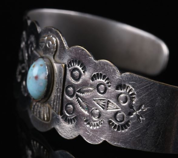Navajo Sterling & Turquoise Thunder Bird Cuff