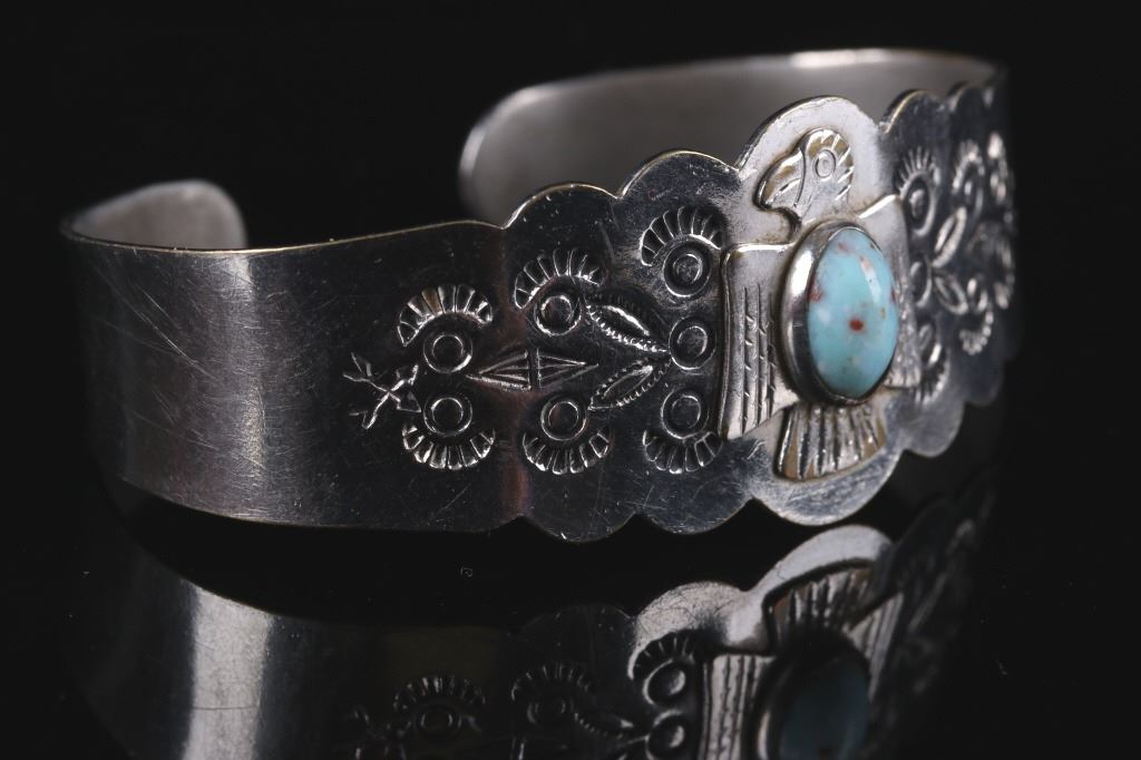 Navajo Sterling & Turquoise Thunder Bird Cuff