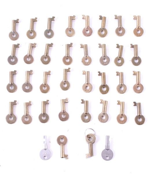 Collection of 36 Montana Railway Switch Keys