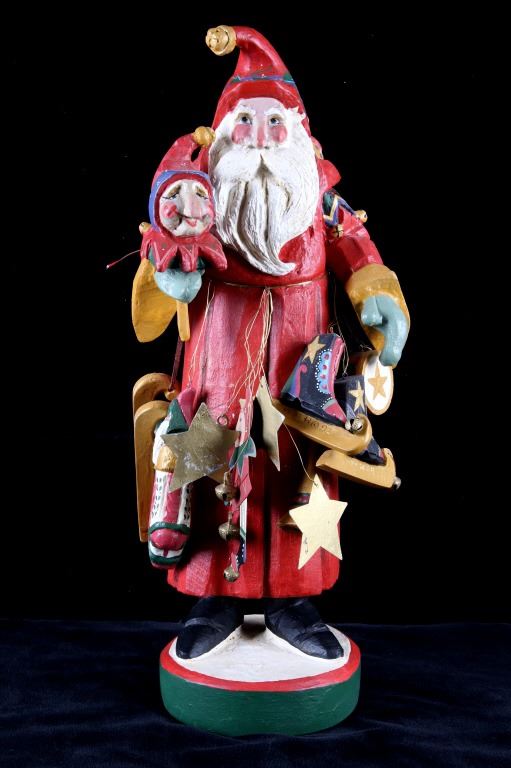 Hand Carved Folk Art Santa Clause Figurine