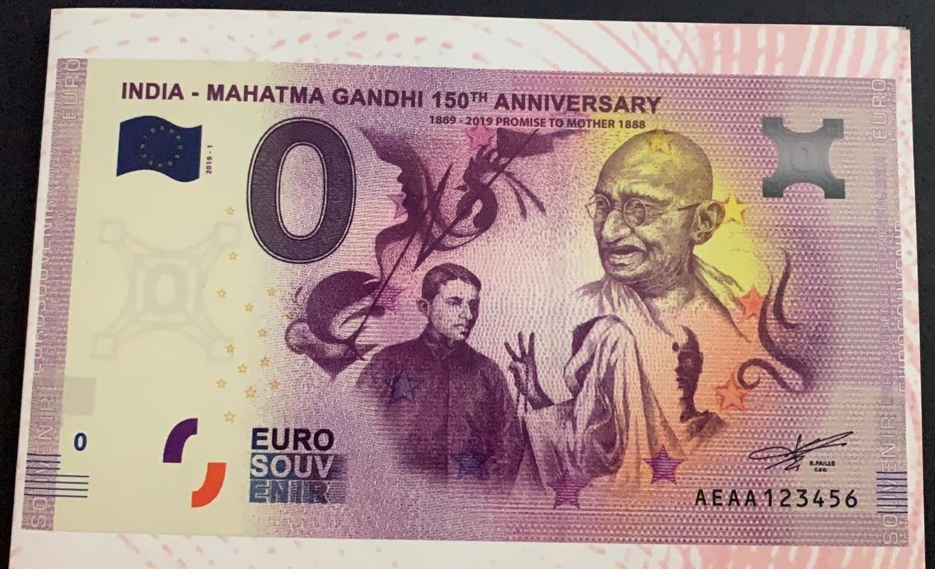 Fantasy banknotes, 0 Euro, 2019, UNC, FANTASY BANKNOT, Mahatma Gandhibr ...
