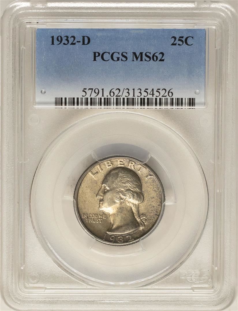 1932-D Washington Quarter Coin PCGS MS62 - BK Auctions