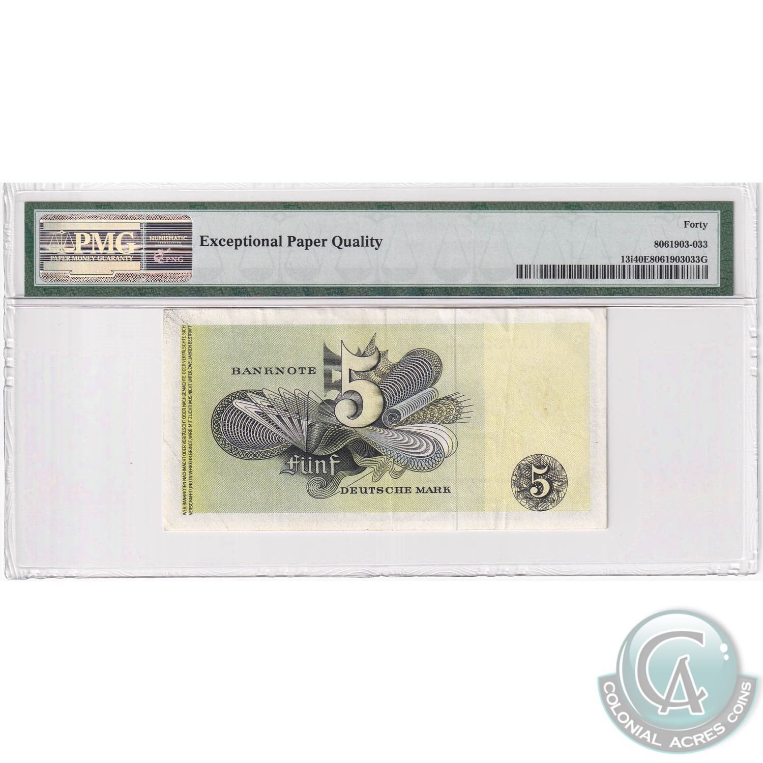 Germany: 1948 5-Mark, Pick # 13i SB684, Federal Republic, S/N Prefix ...