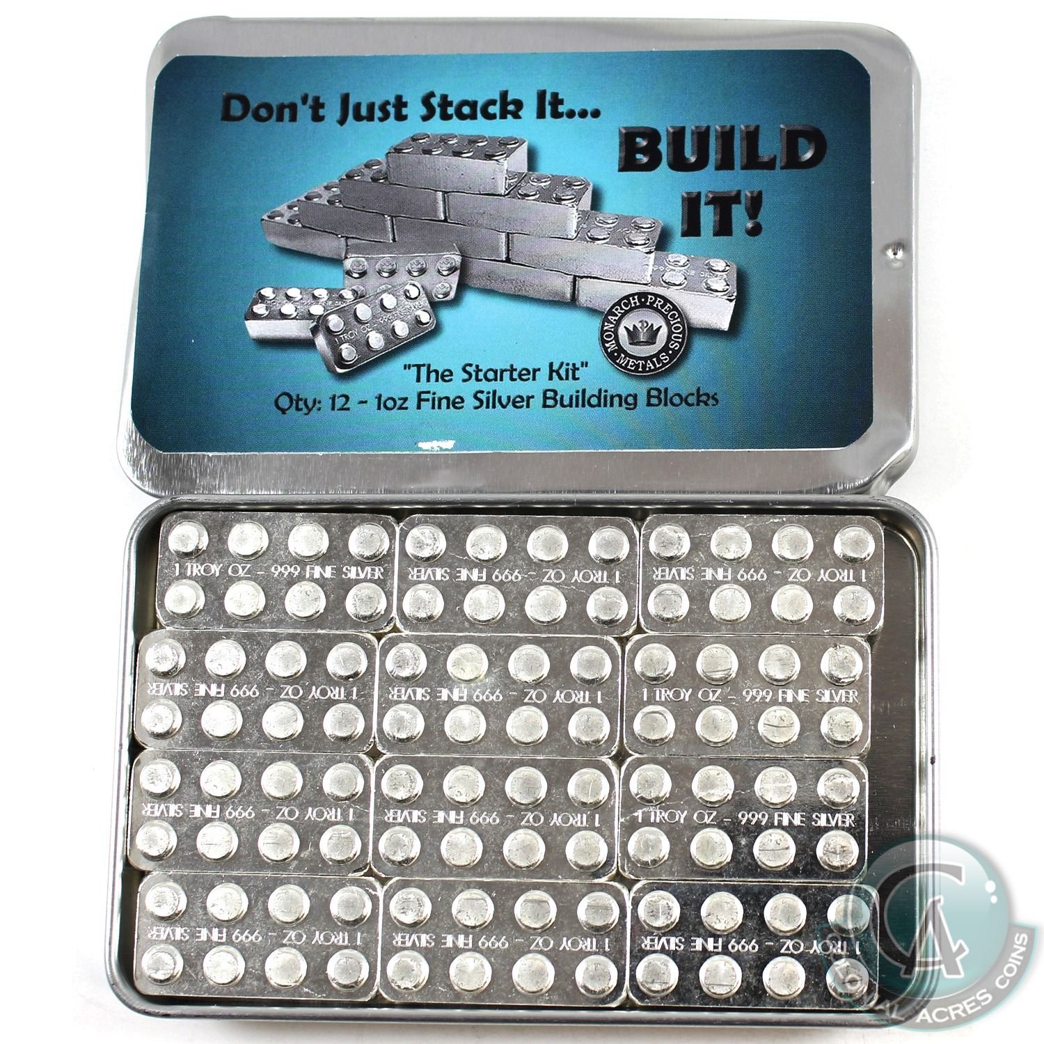 Monarch Precious Metals 12x 1oz .999 Fine Silver Building Blocks Set ...