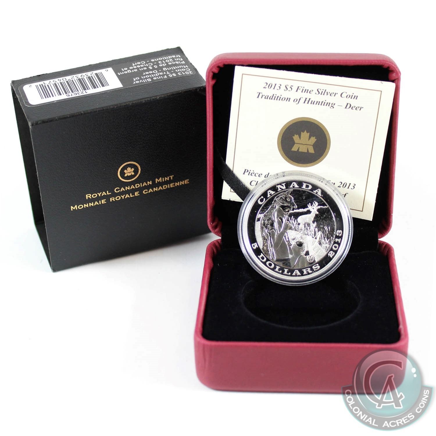 2013 Canada $5 Tradition of Hunting - Deer (# 1) Fine Silver Coin (Tax ...