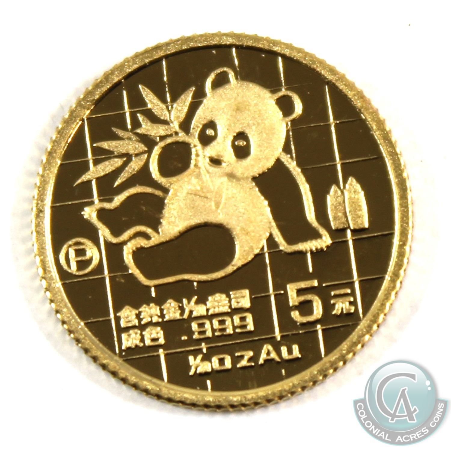 1989 China 5 Yuan 1/20oz .999 Fine Gold Panda (Tax Exempt)