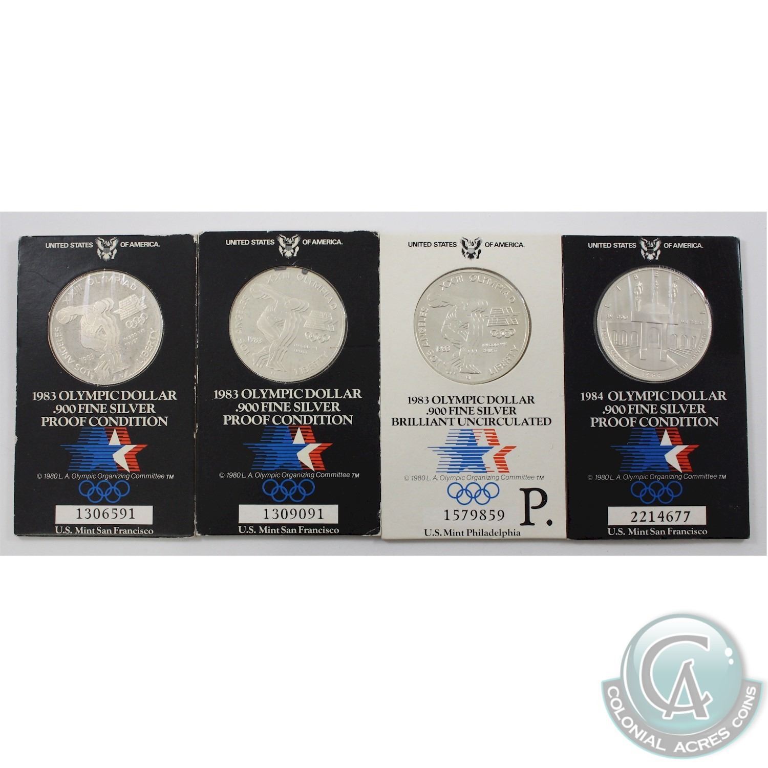 USA Olympic Silver $1's Commemorative from the L.A. Olympics. 3 x 1983 ...
