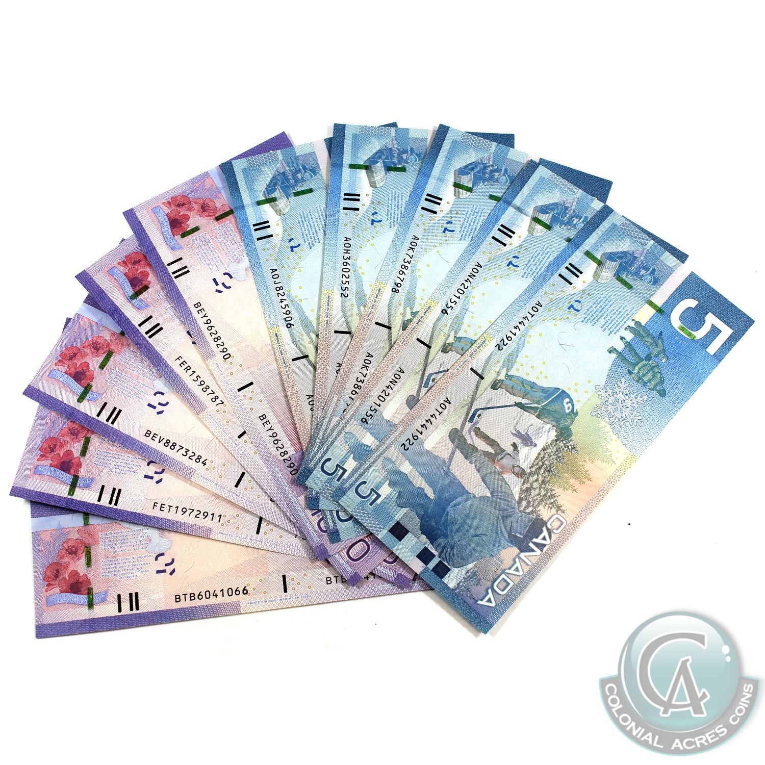 Journey Series Canada Notes: 5 x $5 & 5 x $10. All different prefixes ...