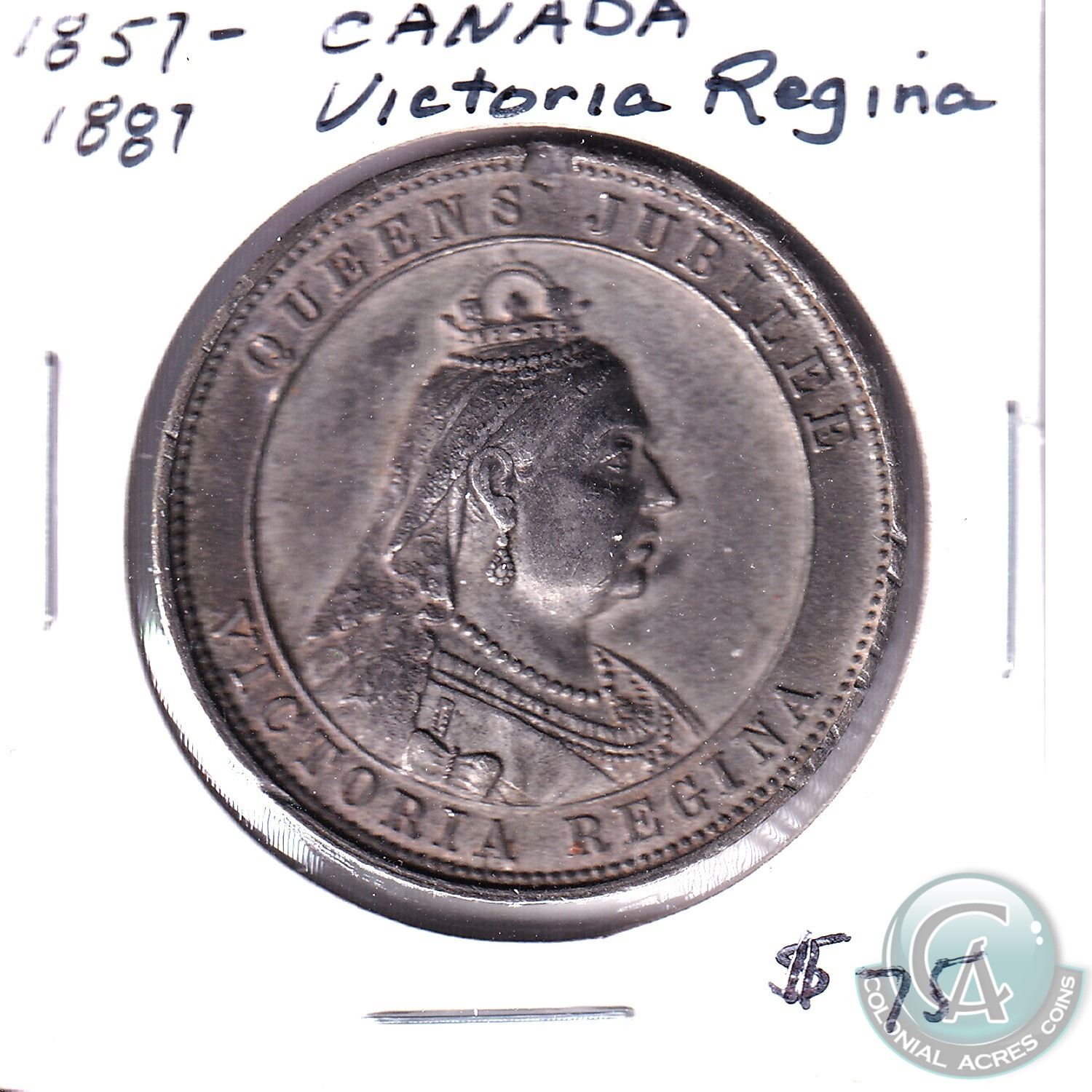 1857-1887 Canada Victoria Regina Queen's Jubilee Medallion. In great shape!