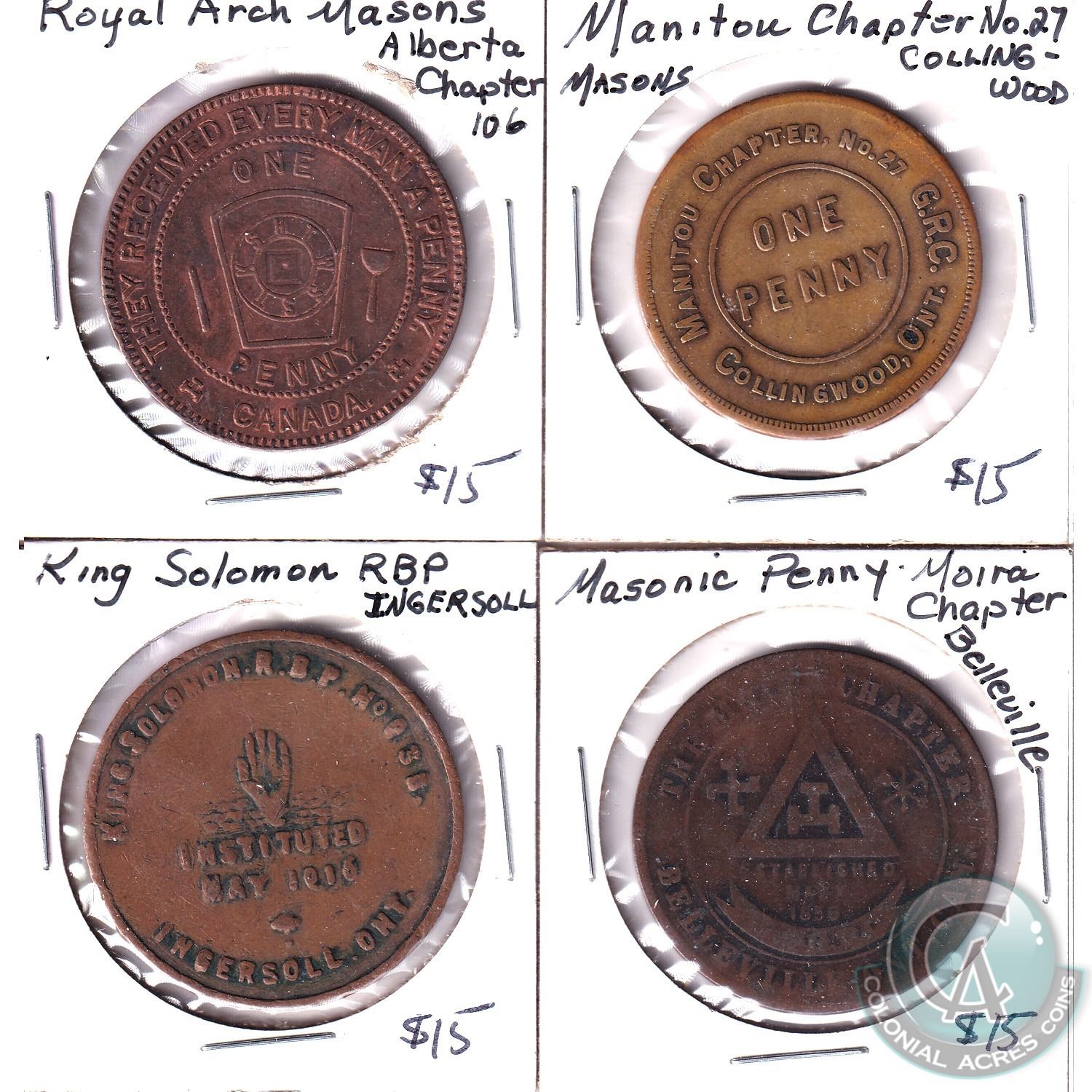 Masonic Tokens: Moira Chapter Belleville Ontario, King Solomon RBP ...