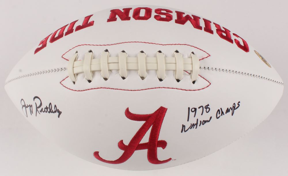 Jeff Rutledge Signed Alabama Crimson Tide Logo Football Inscribed "1978 ...