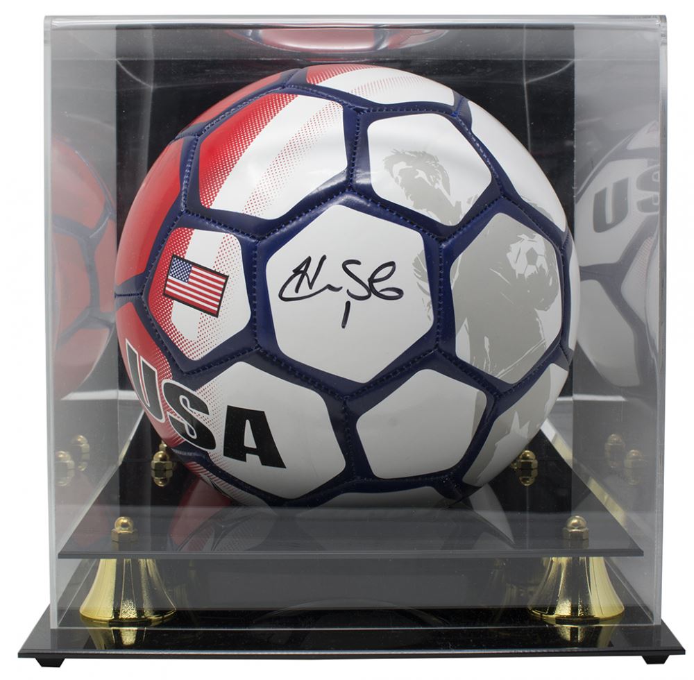 Hope Solo Signed Team USA Logo Soccer Ball with Display Case (JSA COA)