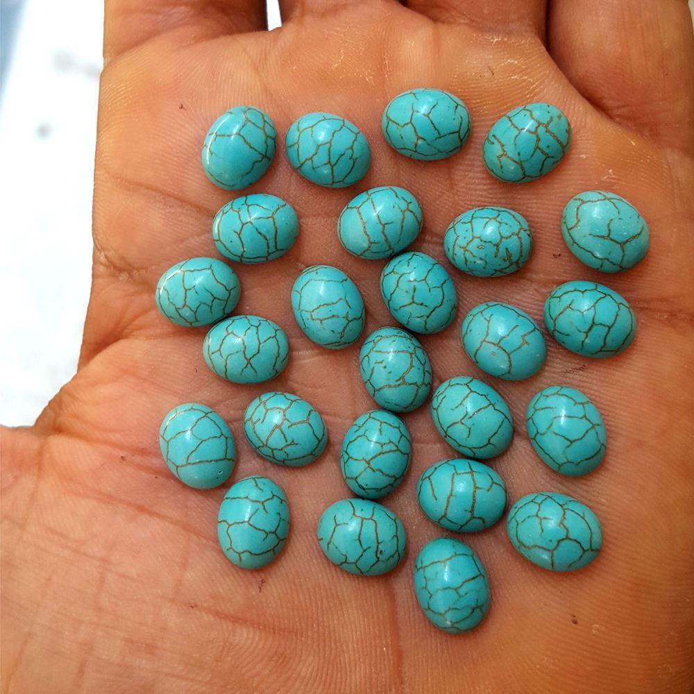 Natural Turquoise 8x10 MM Oval Loose Cabochon Gemstone 100 Pieces Lot