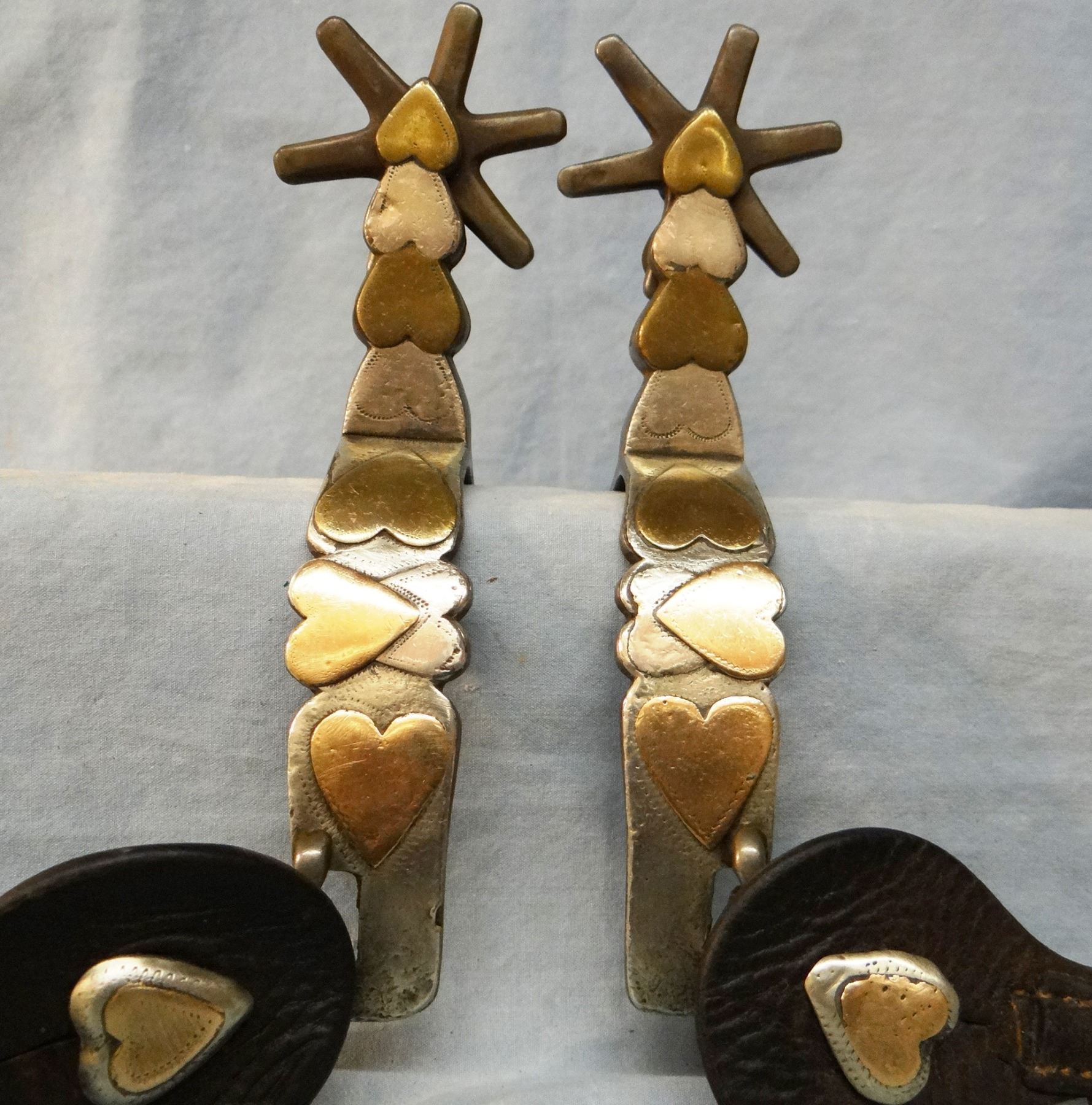 Heart spurs, unknown maker, 20 hearts on each spur, mountings are gold ...