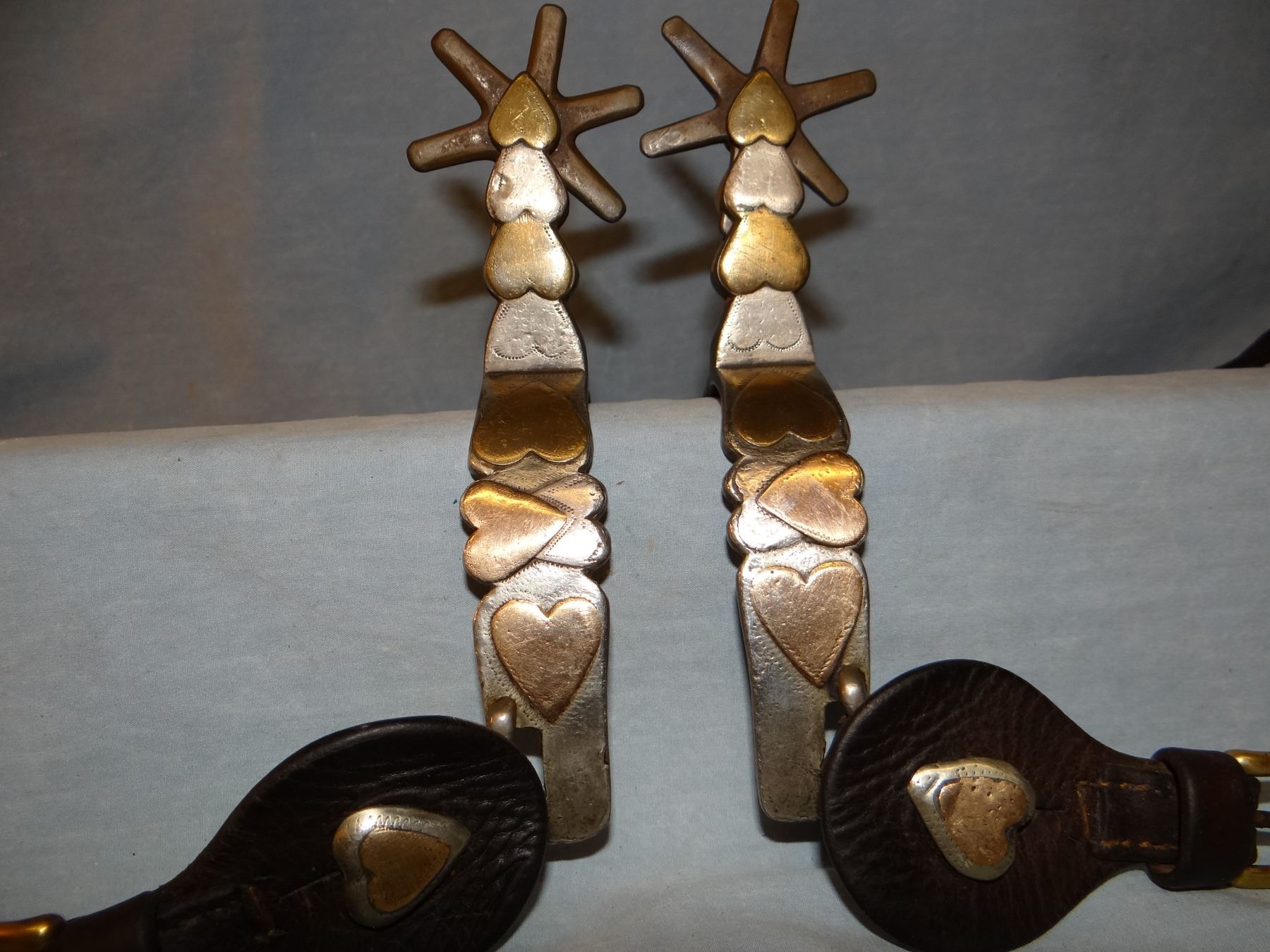 Heart spurs, unknown maker, 20 hearts on each spur, mountings are gold ...