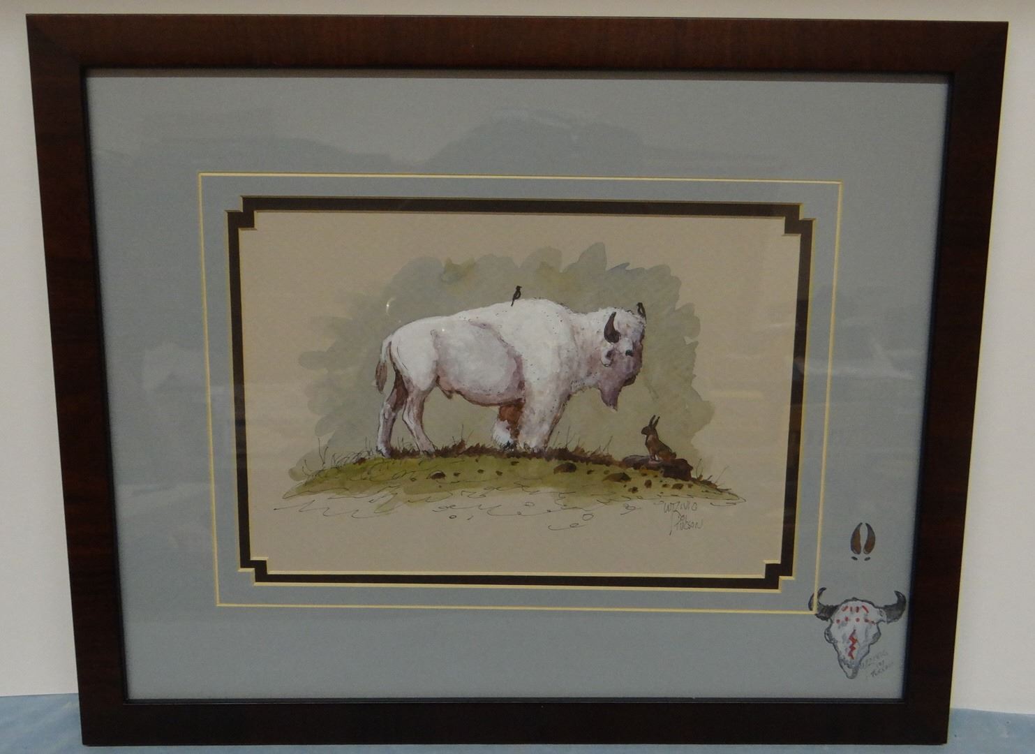 Zivic, William, White Buffalo, watercolor, 9 x 6