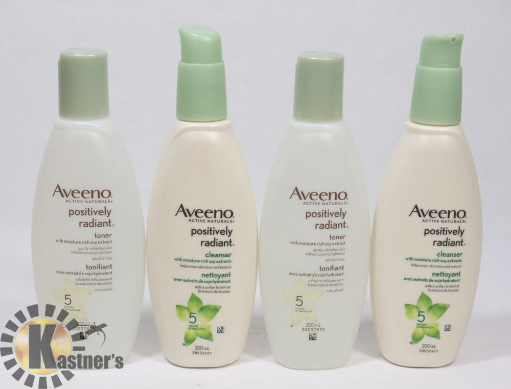 BAG W/ 2 AVEENO CLEANSERS AND 2 AVEENO TONERS