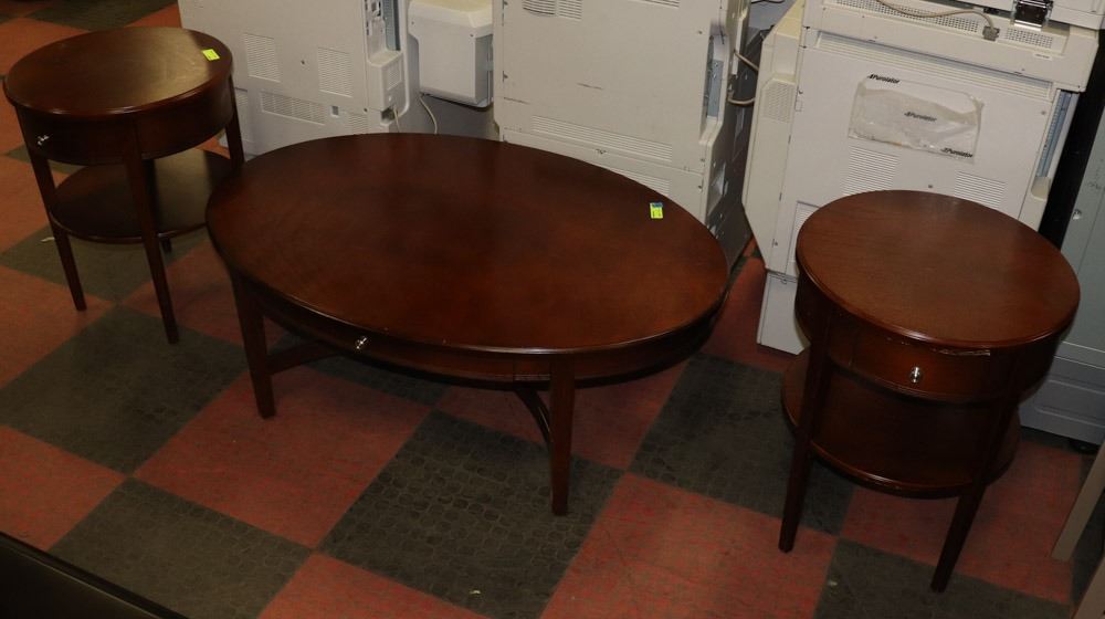 WOOD 3 PC COFFEE TABLE SET WITH DRAWERS