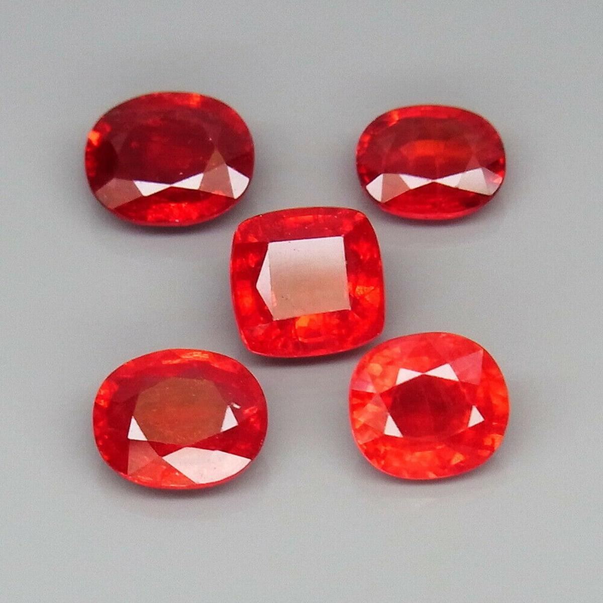 Natural Imperial Red Sapphire Africa 5Pcs/5.70Ct.