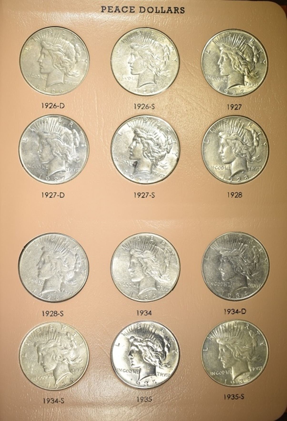 COMPLETE PEACE DOLLAR SET IN DANSCO ALBUM