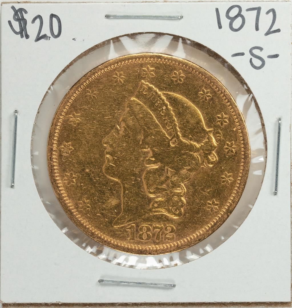 1872-S $20 Liberty Head Double Eagle Gold Coin - BK Auctions