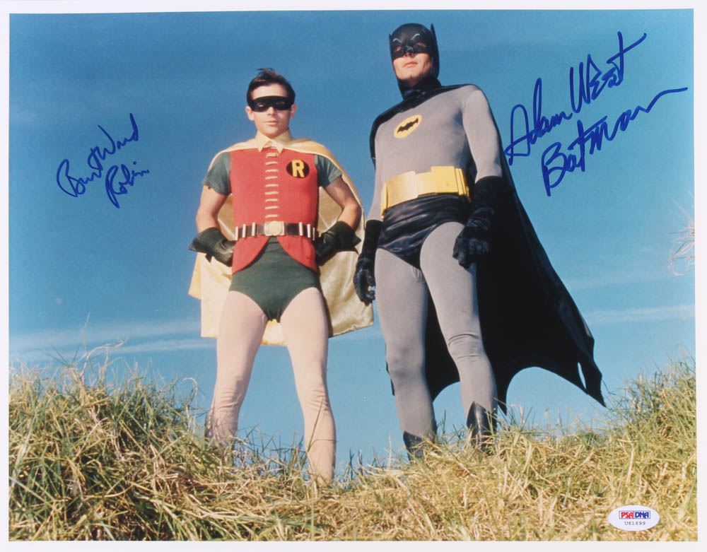 Adam West Burt Ward Signed "Batman" 11x14 Photo Inscribed "Batman" "Robin" (PSA COA)