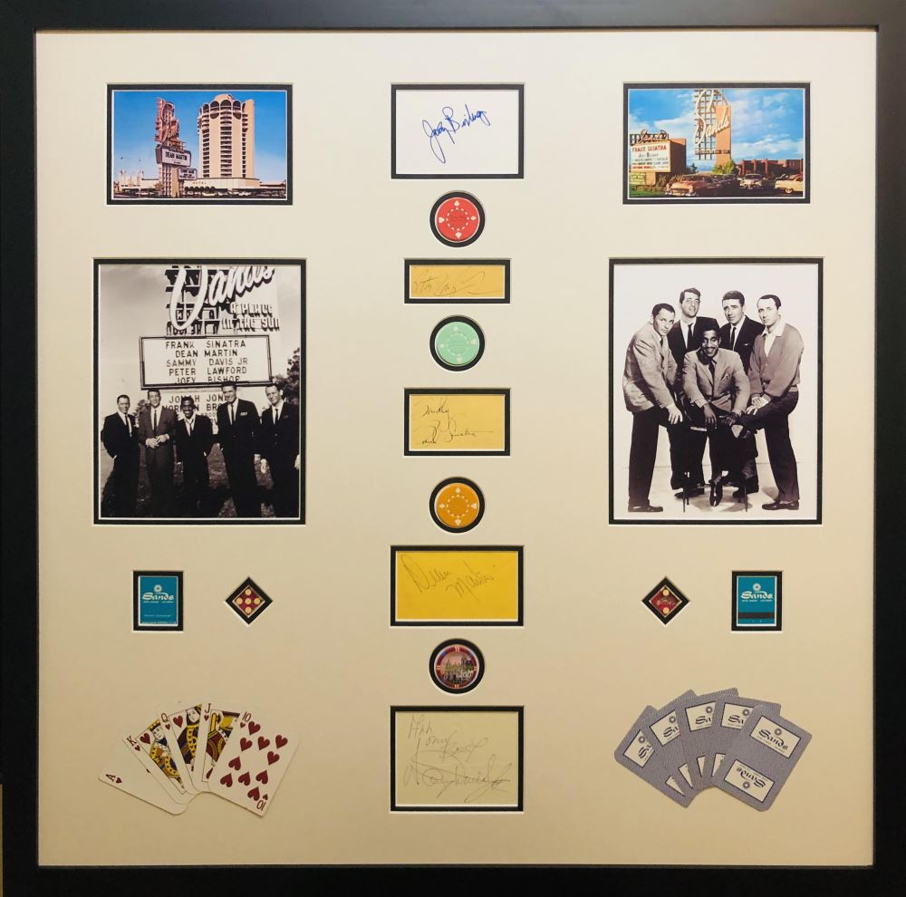 "The Rat Pack" 34x34 Custom Framed Cut Display Signed by (5) with Joey ...