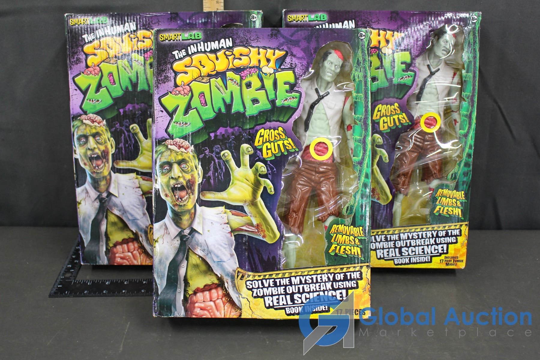 (3) NIB Squishy Zombie Smart Lab Toys