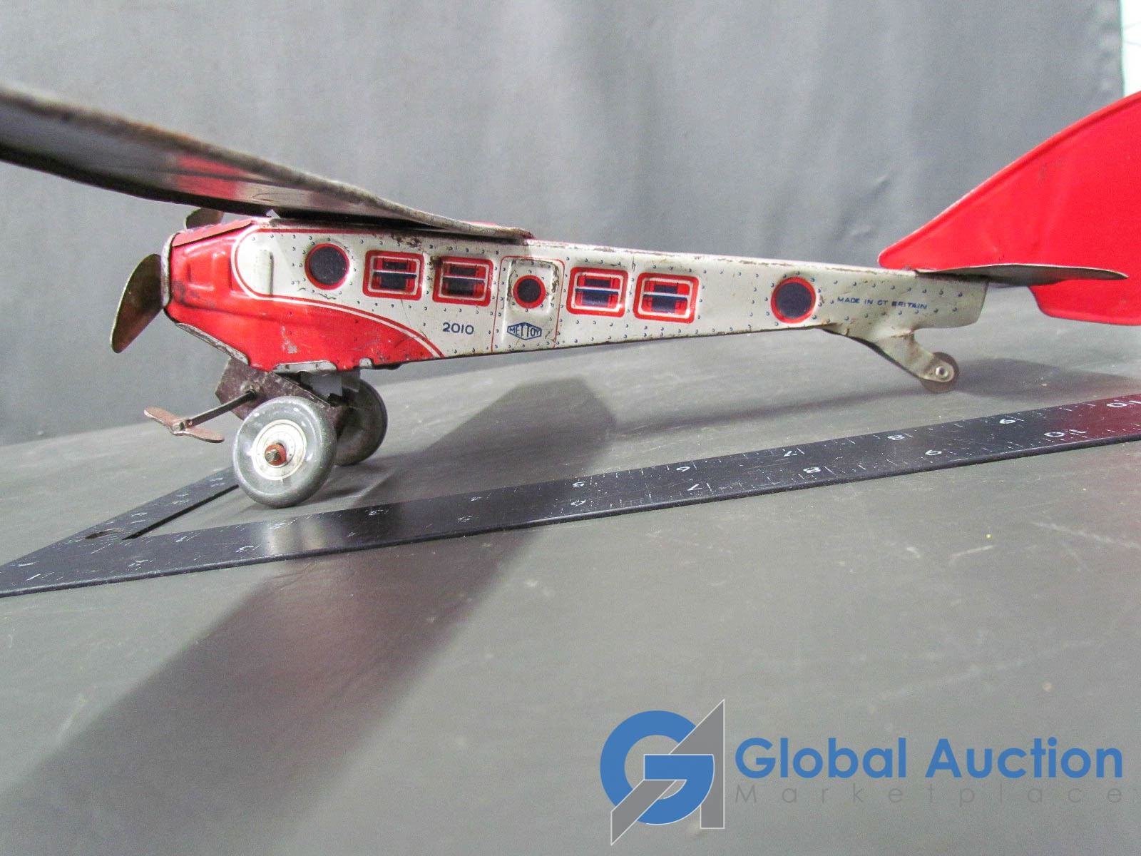 Tin Wind Up Tin Air Plane; Wind Up Tin Air Ship & Toy Helicopter