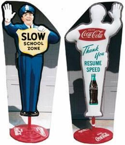 Near mint Coca-Cola policeman tin sign antique