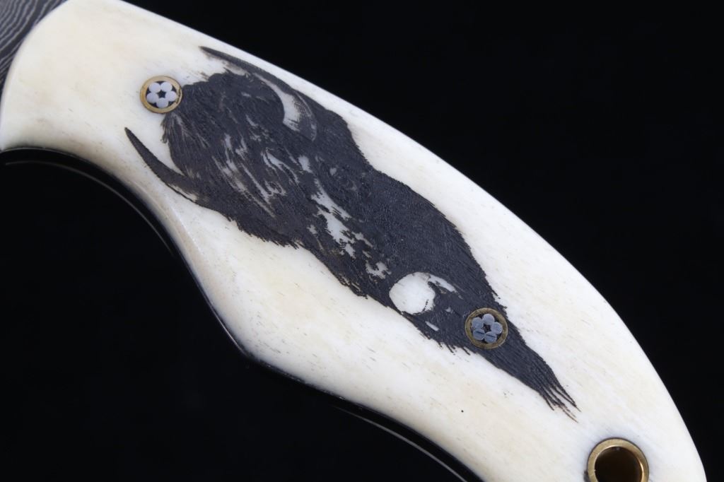 Yellowstone Buffalo Scrimshaw Damascus M.T. Knives