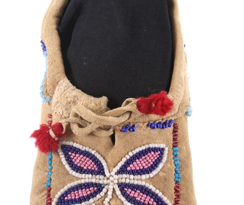 Santee Sioux Beaded High-Top Moccasins c. 1880-90