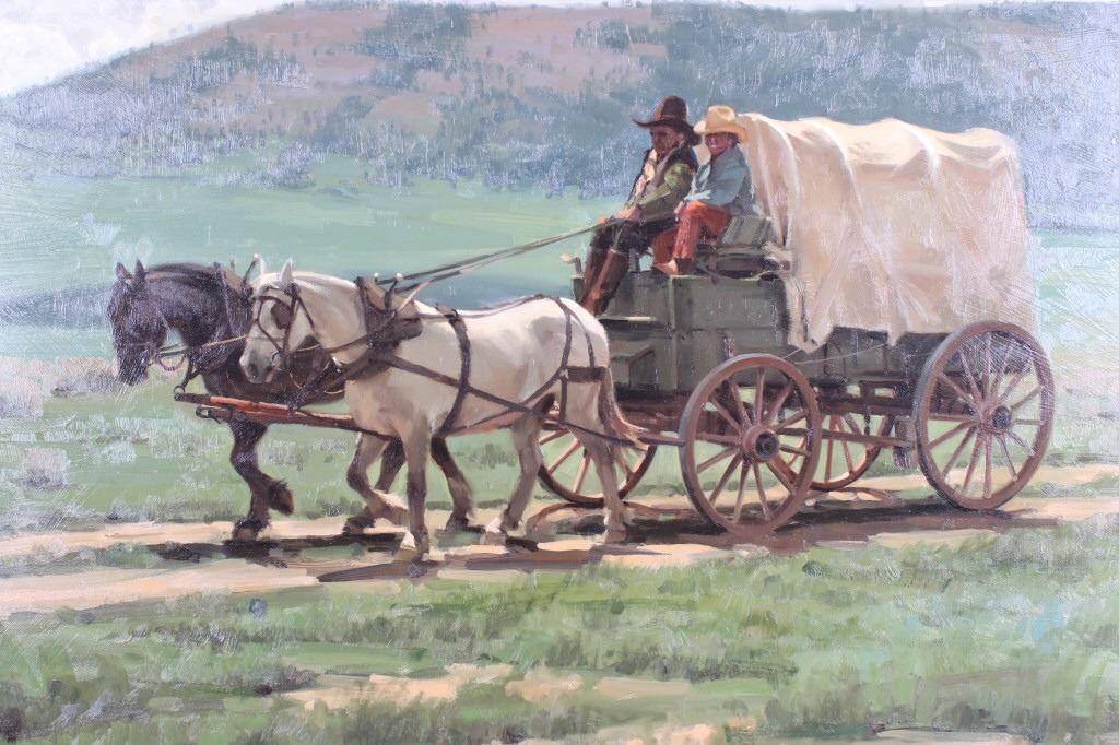 Original Fred Fellows Covered Wagon Days Painting