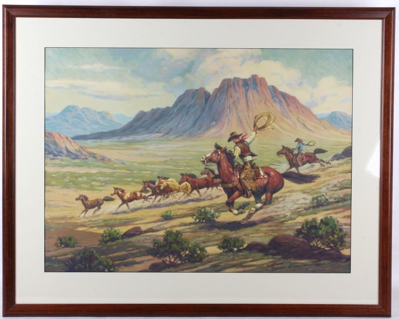 Till Goodan Westward Ho Cowboy Lithograph