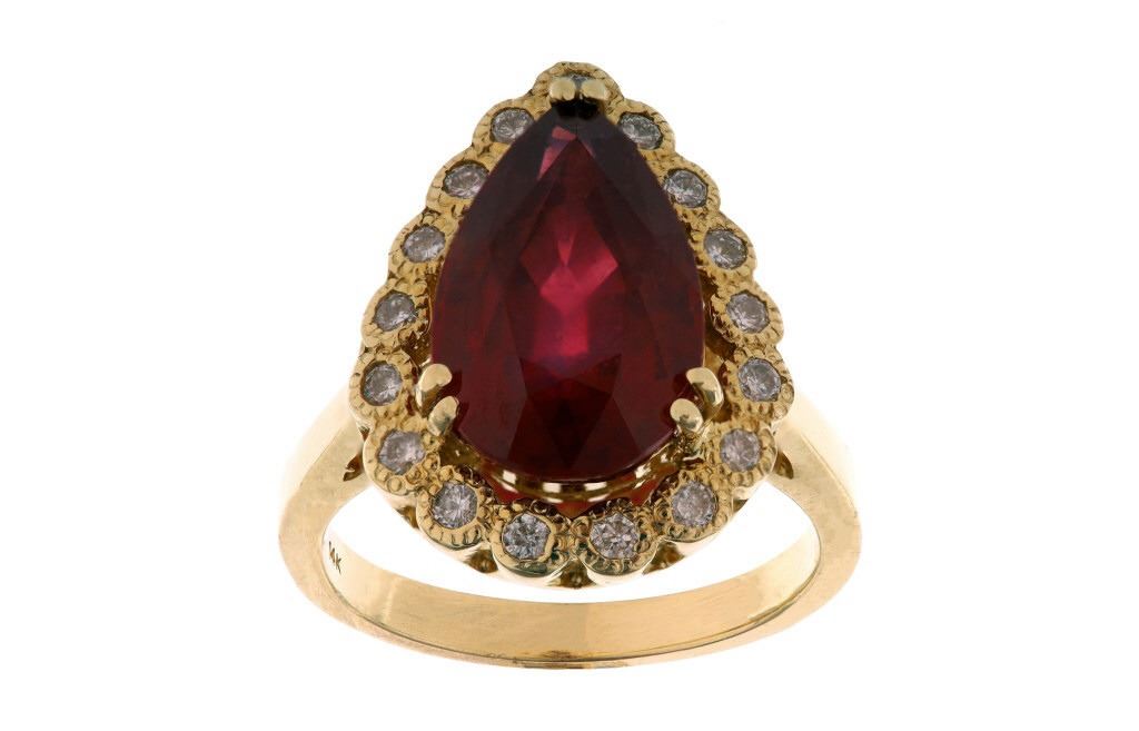 Vintage Estate Ruby & Diamond 14K Gold Ring