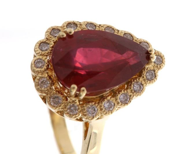 Vintage Estate Ruby & Diamond 14K Gold Ring
