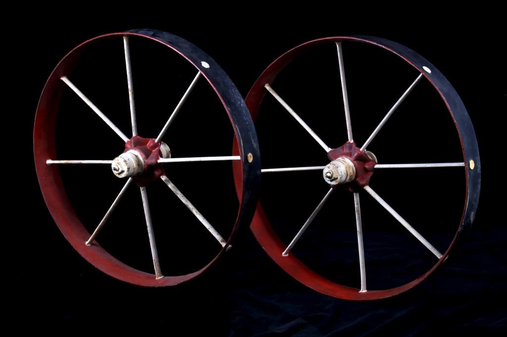 Pair of Early Western Style Wagon Wheel Frames