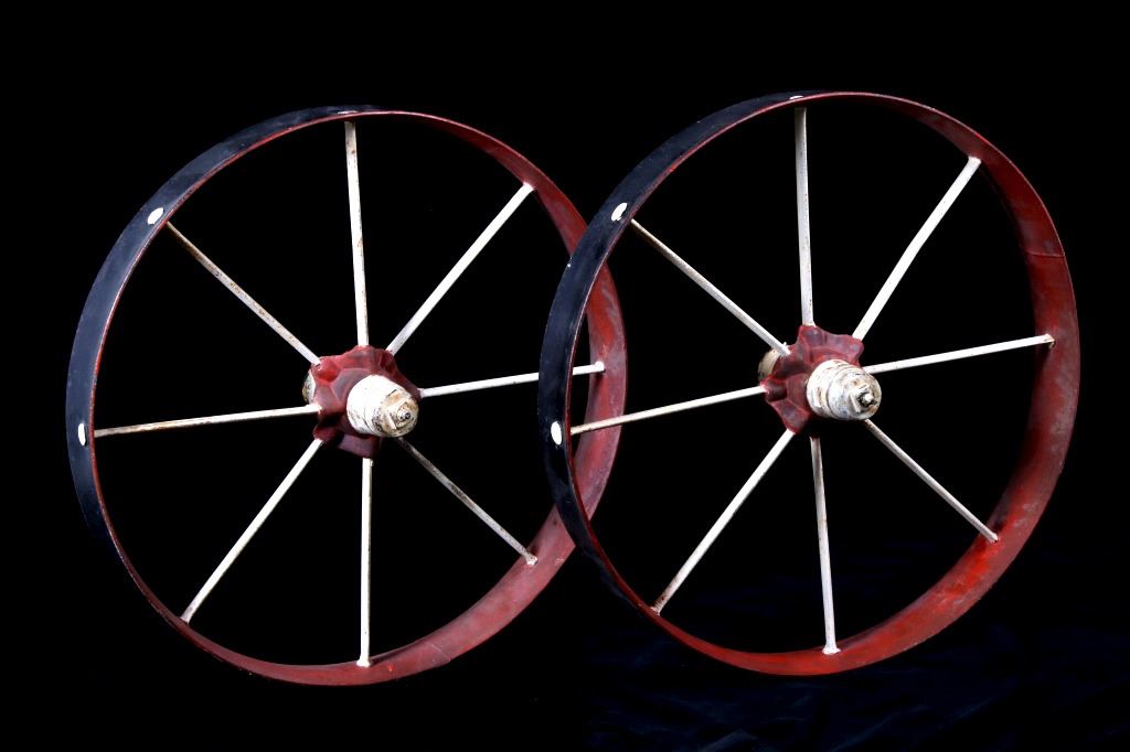 Pair of Early Western Style Wagon Wheel Frames