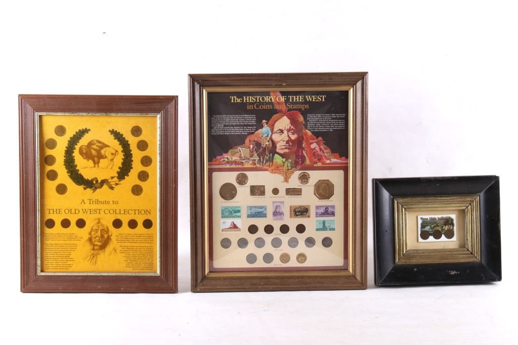 Mid 1800s-1900s Framed Western Coin Collection