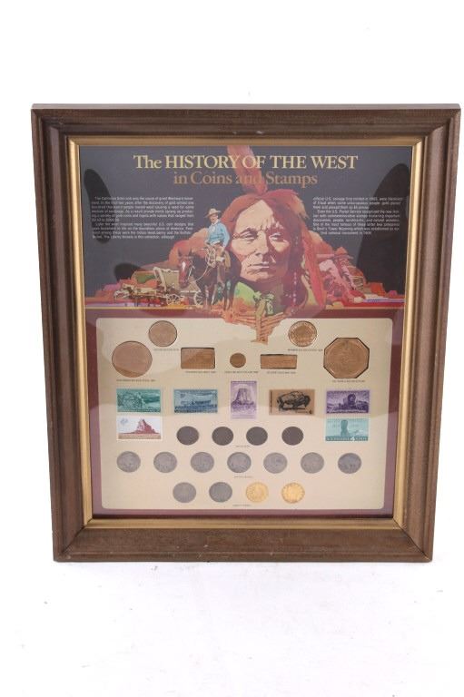 Mid 1800s-1900s Framed Western Coin Collection