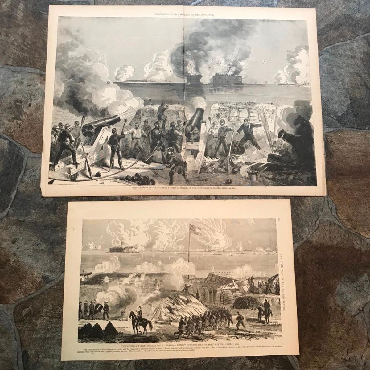19thc Civil War Engravings, Fort Sumter South Carolina