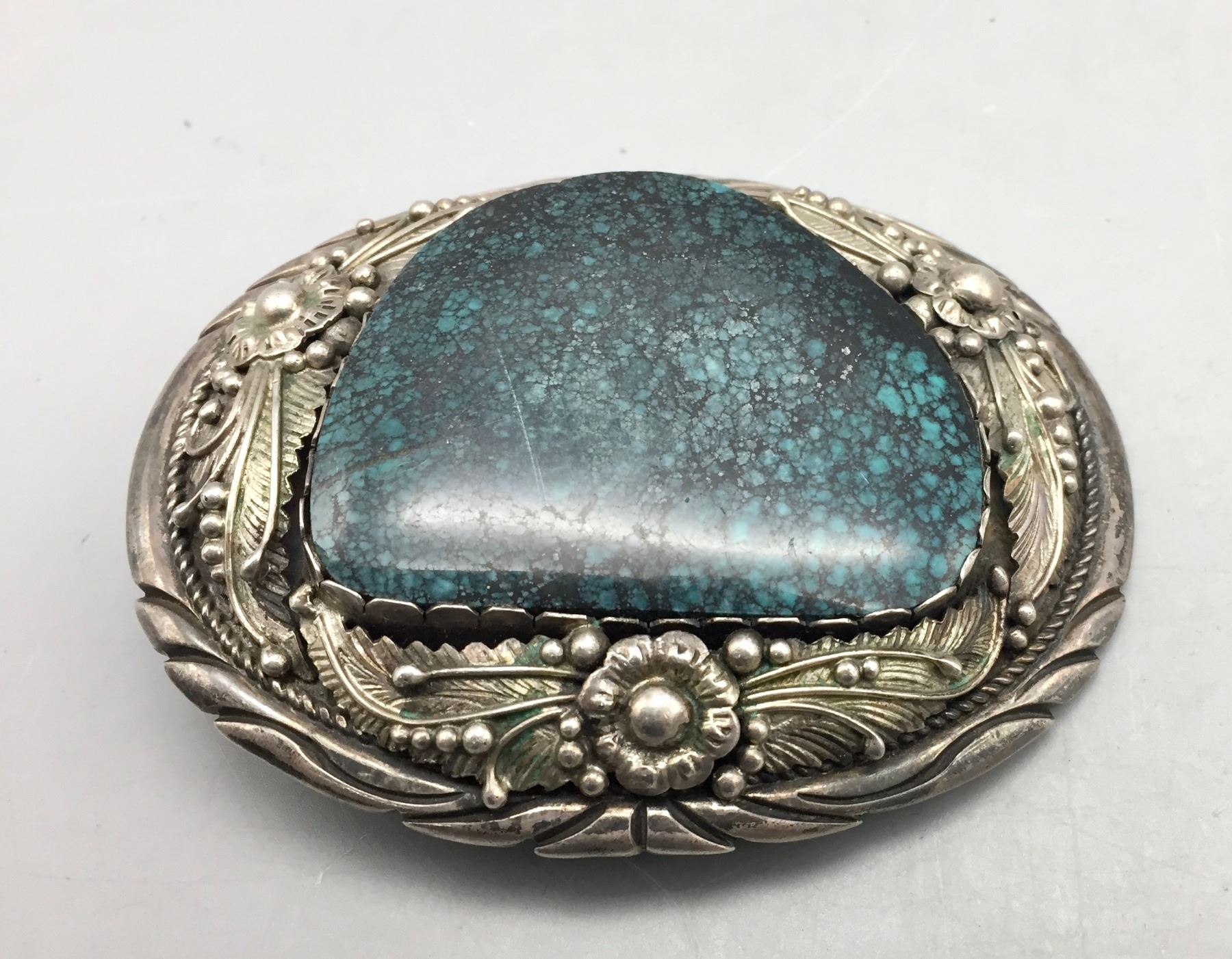 Vintage, Large Stone Turquoise Belt Buckle