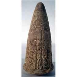 A SUPERB SUMERIAN CERAMIC TEMPLE FOUNDATION CONE,