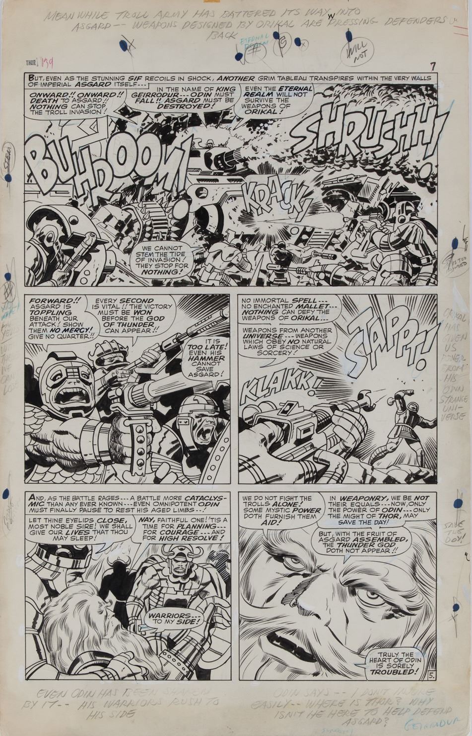 Jack Kirby and Vince Colletta original artwork for The Mighty Thor #139 ...