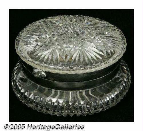 A Cut Glass Box The box of ABP cut glass with si